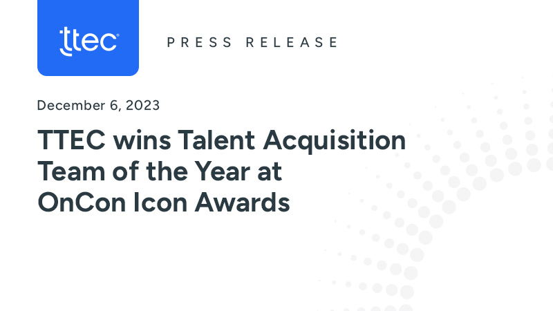 TTEC wins Talent Acquisition Team of the Year at OnCon Icon Awards | TTEC